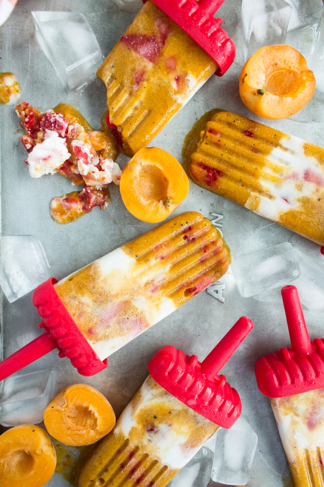 roasted apricot and greek yogurt popsicles with strawberries - Pass the ...