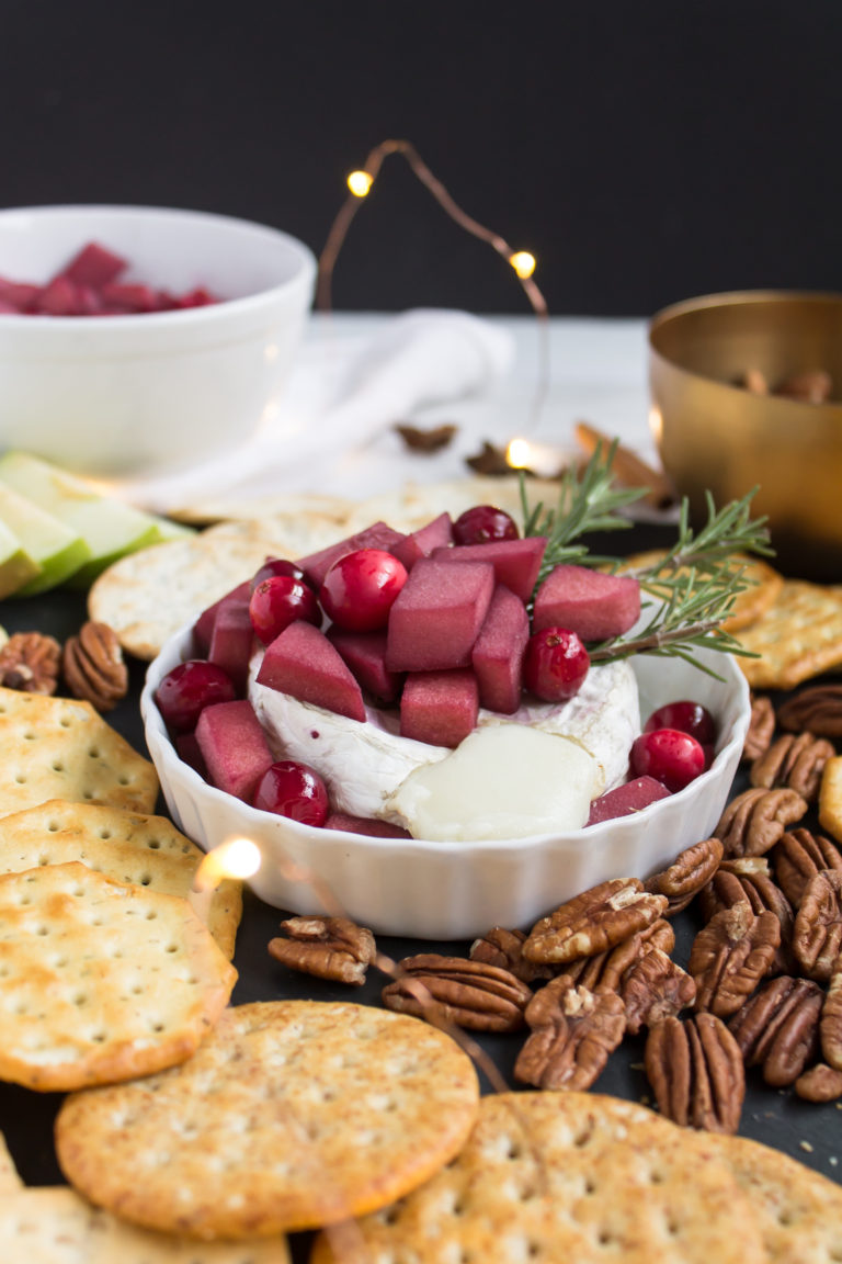 baked brie with mulled wine-soaked fruit - Pass the Cookies